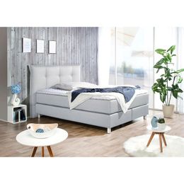Maintal Boxspringbett grau Bezug der Spiegelfl&auml;che Matratzendrell aus 100% Polyester;Strukturstoff-Bezug (100% Polyester);Kaltschaum-Topper: Bezug aus 100% 