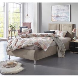 Westfalia Schlafkomfort Polsterbett &raquo;Elba&laquo; wahlweise mit LED-Beleuchtung grau Bezug Bett: Microfaser (100% Polyester) oder Strukturstoff (77% Polyester, 23% Viskose);Bonnell-