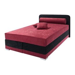 Maintal Boxspringbett &raquo;Lago&laquo; in 3 verschiedenen Matratzenarten, H2 oder H3 rot Bezug Kopteil und seitliche Unterbox wahlweise Microvelours aus 100% Polyester 