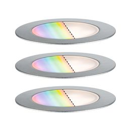 Paulmann Au&szlig;eneinbauleuchten-Set 'Plug & Shine' edelstahlfarben 3 St&uuml;ck