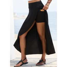 Lascana Maxirock 'mit integrierter Shorts und kleiner Tasche' schwarz Gr. 38 f&uuml;r Damen. Figurumspielend. Nachhaltig.