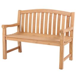 Gardenson Gartenbank, Natur, Holz, Teakholz, Hartholz, 2-Sitzer, 120x94x57 cm, Gartenm&ouml;bel, Gartenb&auml;nke