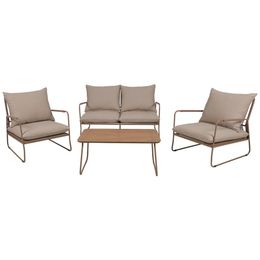 Ambia Garden Gartenset, Natur, Beige, Textil, 4-teilig, F&uuml;llung: Schaumstoff,Polyester, Tisch mit Glasplatte, Gartenm&ouml;bel, Gartenm&ouml;bel-Sets