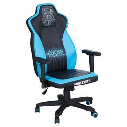 Minecraft Gamingstuhl Minecraft, Blau, Schwarz, Kunststoff, Textil, Gaming, Drehkreuz, 59.5x102.5x66 cm, Wippfunktion, Sitzfl&auml;che 360&deg; drehbar, inklusive Armlehnen, abwischbar, gepolsterte Armlehnen, Kinder- & Jugendzimmer, Jugendm&ouml;bel, Gamingst&uuml;hle
