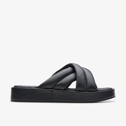 Clarks Alda Glide Schwarze Leder-Sandalen