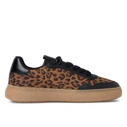 Tamaris Damen Leopard Schwarz Leder Fashion Stripe Schn&uuml;rschuhe
