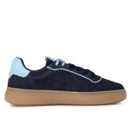 Tamaris Damen Marineblaue Leder Fashion Stripe Schn&uuml;r-Sneakers