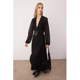 Langes, flaches Damen-Maxikleid im Freizeit-/Skater-Stil