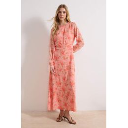 Langes, gebl&uuml;mtes Maxikleid f&uuml;r Damen, l&auml;ssig/alltagstauglich, A-Linie, Hijab-Stil