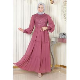 Pailletten Chiffon Abendkleid Altrosa