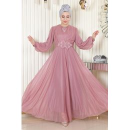 Perlen Detailed Drapiert Glitter Abendkleid Altrosa