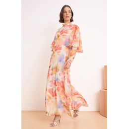 Maxikleid mit Blumenmuster, A-Linien-Schnitt und Hijab-Stil f&uuml;r Damen