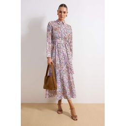 Langes, gebl&uuml;mtes Maxikleid f&uuml;r Damen, l&auml;ssig/alltagstauglich, A-Linie, Hijab-Stil