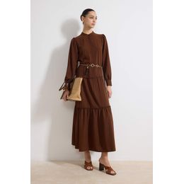 Langes, flaches Maxikleid f&uuml;r Damen, l&auml;ssig/alltagstauglich, A-Linien-Schnitt, Hijab-Stil