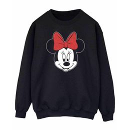 Disney Damen/Damen Minnie Mouse Kopf Sweatshirt (Schwarz)