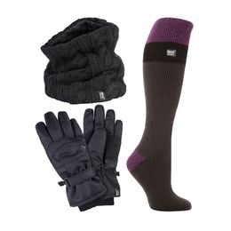 Heat Holders Damen Ski Set Halsw&auml;rmer Handschuhe & Thermo Ski Socken Winterbekleidung
