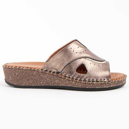 Purapiel Sandale Mit Keilabsatz Leida3 Bronze