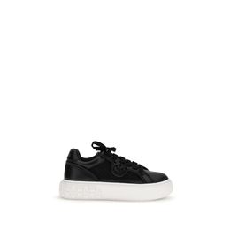 Pinko Schwarze Kalbsleder Bos Taurus Plattform-Sneaker