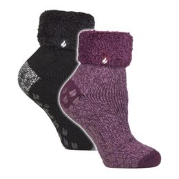 Heat Holders 2er-Pack Damen Weiche Lounge-Socken mit Grippaufsatz