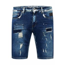 Rusty Neal Destroyed Jeans Short Slim Fit "NAVITO" Dark Blue Used