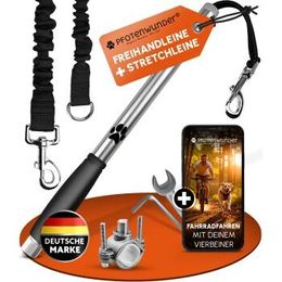 PfotenWunder&reg; Freihandleine Fahrrad f&uuml;r Hunde + 1 elastische Leine & 1 Trainingsbuch, extra dicke 6mm-Leine | Abstandhalter Fahrradhalter aus hochwertigem Edelstahlmit Sto&szlig;d&auml;mpfern