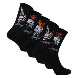 Ed Hardy 5 Paar Herren Crew Socken - Atmungsaktive, ausgefallene Muster-Socken