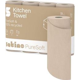 satino K&uuml;chenrollen PureSoft, 3-lagig, mit Pr&auml;gung, L 14 m x B 220 mm, 100 % Recycling-Karton, soft beige, 4 x 64 Blatt