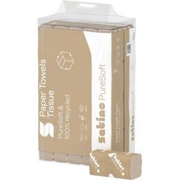 satino Falthandt&uuml;cher PureSoft, 2-lagig, V-Falzung, mit Pr&auml;gung, L 230 x B 240 mm, 100 % Recycling-Karton, soft beige, 4000 Blatt