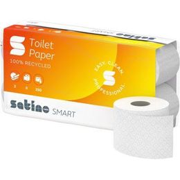 satino Toilettenpapier Smart, 2-lagig, mit Pr&auml;gung, L 27,5 m x B 94 mm, Recycling-Papier, wei&szlig;, 8 x 250 Blatt