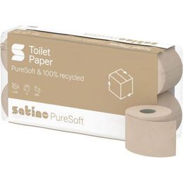 satino Toilettenpapier PureSoft, 3-lagig, mit Pr&auml;gung, L 27,5 m x B 94 mm, 100 % Recycling-Karton, soft beige, 8 x 250 Blatt
