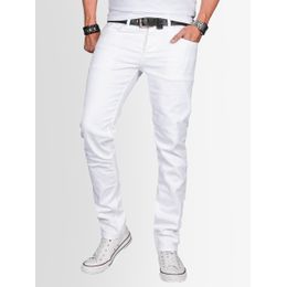 Alessandro Salvarini A. Salvarini Herren Jeans Slim Fit Stretch Denim 5-Pocket - Wei&szlig;
