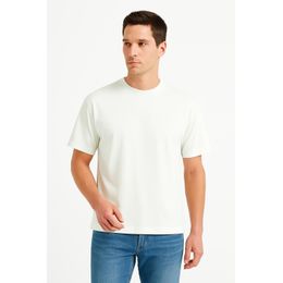 JUSTEVER Herren-T-Shirt aus 100 % Baumwolle, Oversize-Passform, Rundhalsausschnitt, Ecru - Alpha