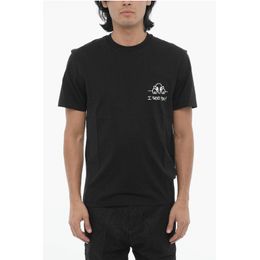 Neil Barrett Slim Fit T-Shirt I SEE YOU aus Baumwolle mit Rundhalsausschnitt in Schwarz