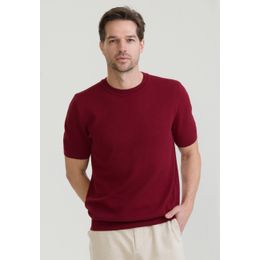 T-Shirt Basic-Strick-T-Shirt Mit Rundhalsausschnitt Und Kn&ouml;pfen