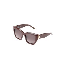 Furla Sonnenbrille Gl&auml;nzend Voll Dunkelbraun
