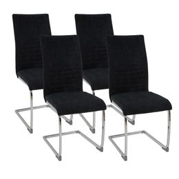 ALBATROS Freischwinger St&uuml;hle 4er Set LUGANO, Schwarz - Esszimmerstuhl Schwingstuhl mit modernem Design, Stoff-Bezug, dicke Polsterung - K&uuml;chenstuhl, Polsterstuhl, Stuhl Esszimmer oder Esstisch Stuhl
