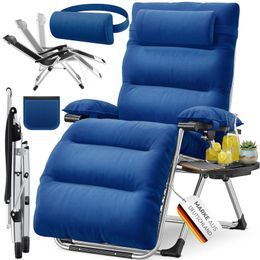 Kesser&reg; Sonnenliege Liegestuhl, klappbare Gartenliege extra breit & Wetterfest, Belastbar 200kg, Ergonomisches Polster, verstellbare R&uuml;ckenlehne inkl. Nackenkissen, Getr&auml;nkehalter & Armpolster