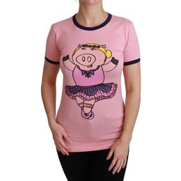 Dolce & Gabbana Dolce & Gabbana Pink JAHRES DES SCHWEINS Baumwoll T-Shirt