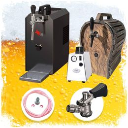 ich-zapfe Komplett Set - Zapfanlage JET 30 Bierkoffer, Bierzapfanlage, Durchlaufk&uuml;hler 1-leitig Trockenk&uuml;hler, bis zu 35 Liter/h mit Holzfass