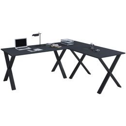 Vcm Vcm Holz Schreibtisch Eckschreibtisch schlicht 220x190 L Form links oder rechts Arbeitstisch Platte 80 cm tief Computertisch B&uuml;rom&ouml;bel - Lona X
