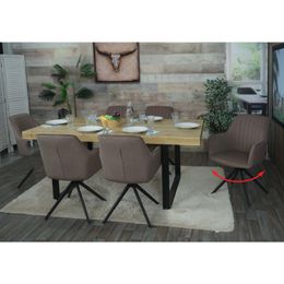 6er-Set Esszimmerstuhl MCW-L79, K&uuml;chenstuhl Lehnstuhl Stuhl Armlehnen, drehbar Auto-Position Stoff/Textil ~ braun