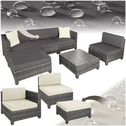TecTake&reg; Aluminium Rattan Lounge, wetterfest und UV-best&auml;ndig, Extra Kissen, 2 Bezugssets