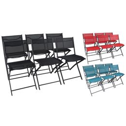 Vcm 6er Set Klappstuhl Metall mit Textilene Bezug, Gartenstuhl klappbar, platzsparend, wetterbest&auml;ndig, Balkonstuhl oder Terrasse, Outdoor Sumila