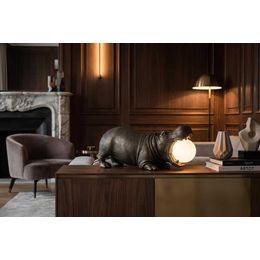 Riess Ambiente Handgefertigte Tischlampe HIPPO 45cm schwarz Nilpferd-Skulptur mit Lampenkugel Riess-Ambiente Glamour Modern