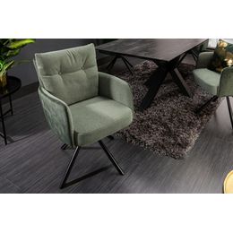 Riess Ambiente Drehbarer Stuhl BIG GEORGE gr&uuml;n Samt Strukturstoff Armlehnenstuhl Taschenfederkern Polsterstuhl Riess-Ambiente Esszimmerstuhl K&uuml;chenstuhl Industrie...