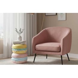 Riess Ambiente Au&szlig;ergew&ouml;hnlicher Beistelltisch MACARONS 50cm gelb rosa Fiberglas rund handmade Riess-Ambiente S&auml;ulentisch Glamour Modern