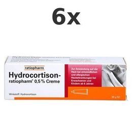 6x HYDROCORTISON-ratiopharm 0,5% Creme 30 g