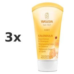 3x Weleda Calendula Waschlotion & Shampoo 200 ml