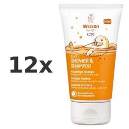 12x Weleda Kids 2in1 Shower & Shampoo fruchtige Orange 150 ml