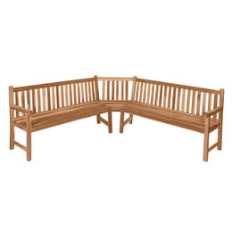 Gartenbank Eckbank 210 x 210 cm Teak-Holz Highline FELIA